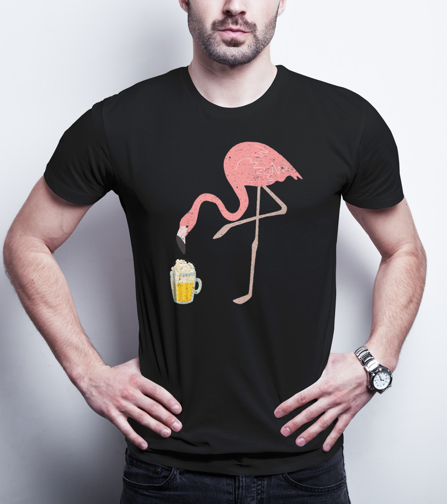 Flamingo Beer Love Bird Drinking T-Shirt