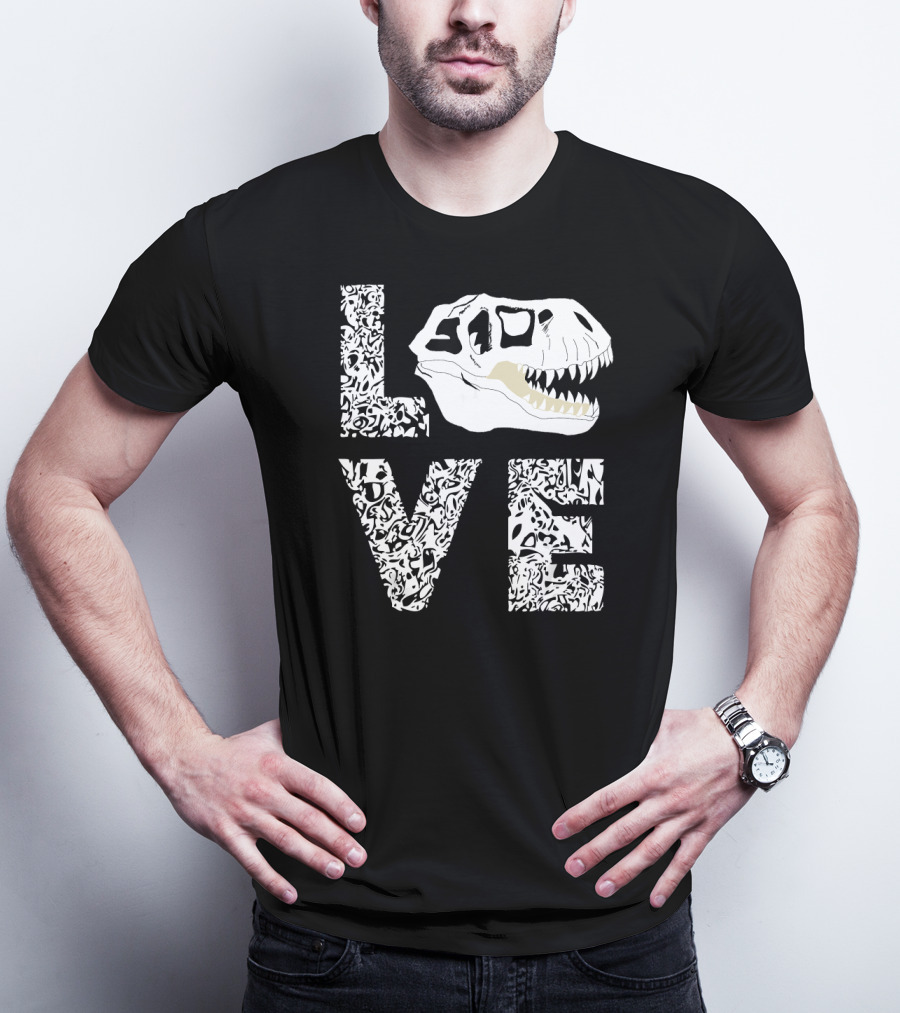 LOVE Fossil Hunting Rex Bone Hunter Dino Skull T-Shirt
