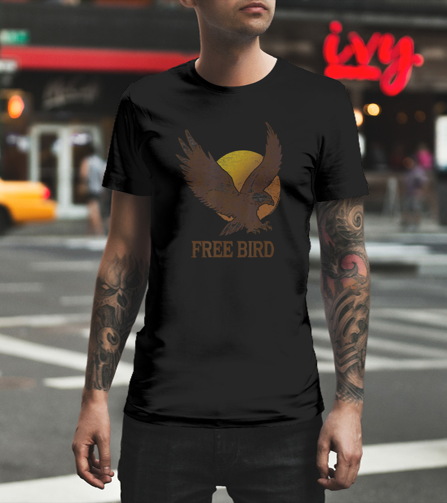 Free Bird Eagle Silhouette Sun Circle T-Shirt