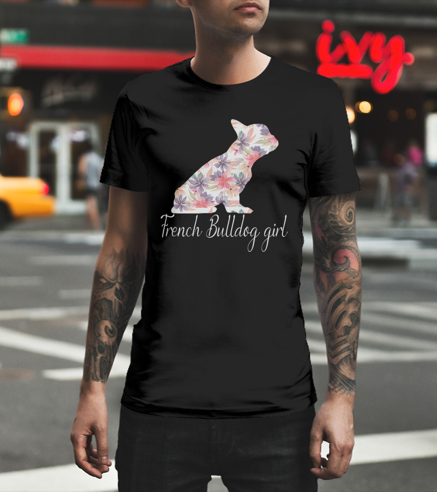 Floral French Bulldog Girl Love T-Shirt