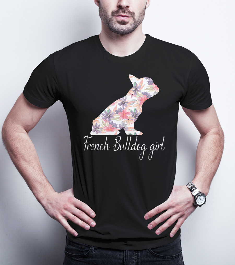 Floral French Bulldog Girl Love T-Shirt
