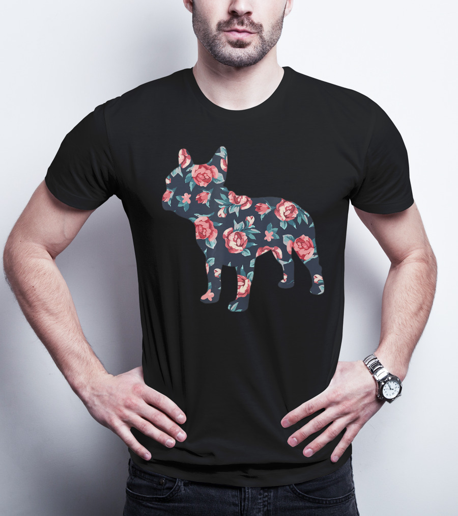 Roses Floral French Bulldog T-Shirt
