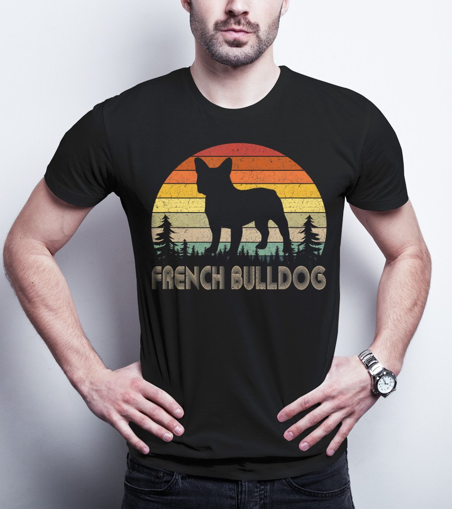 French Bulldog Vintage Dog 70's Retro Sunset T-Shirt