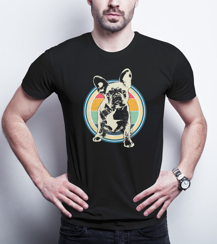 French Bulldog Vintage Retro Circle T-Shirt