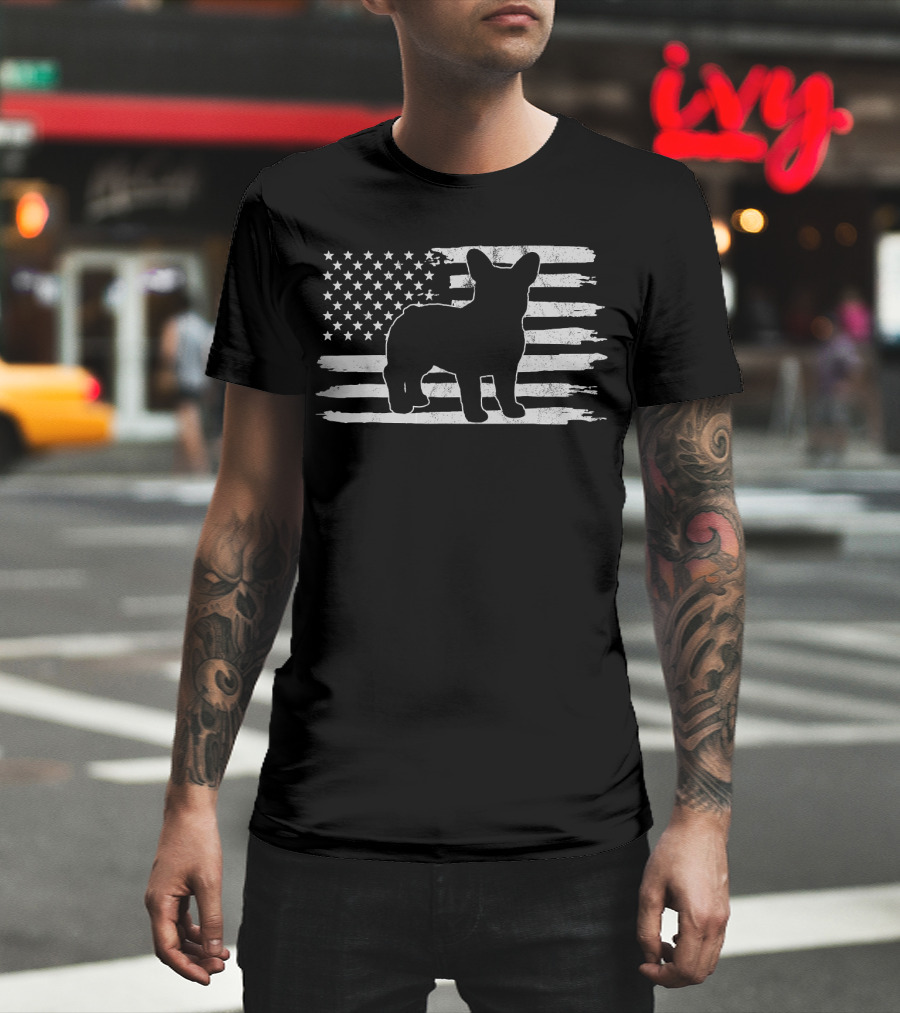 Frenchie American Flag Fourth Of July T-Shirt