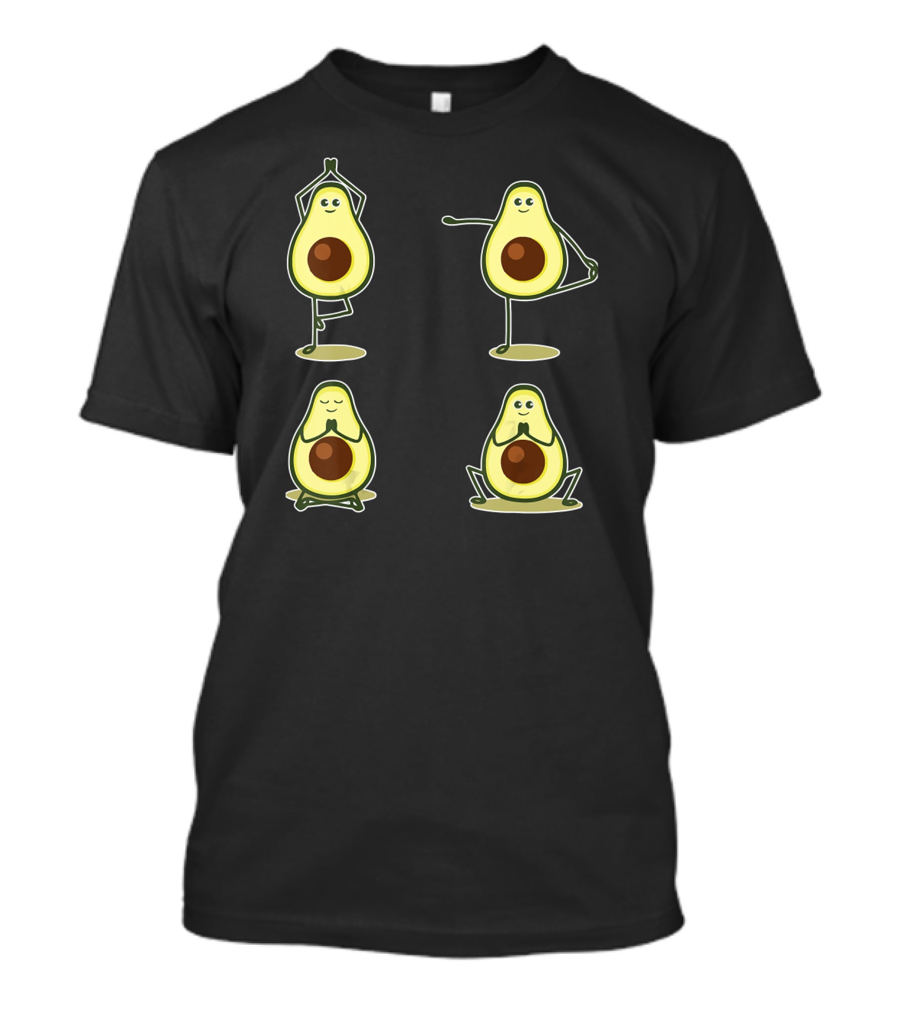Funny Avocado Yoga Pose Meditation Characters T-Shirt