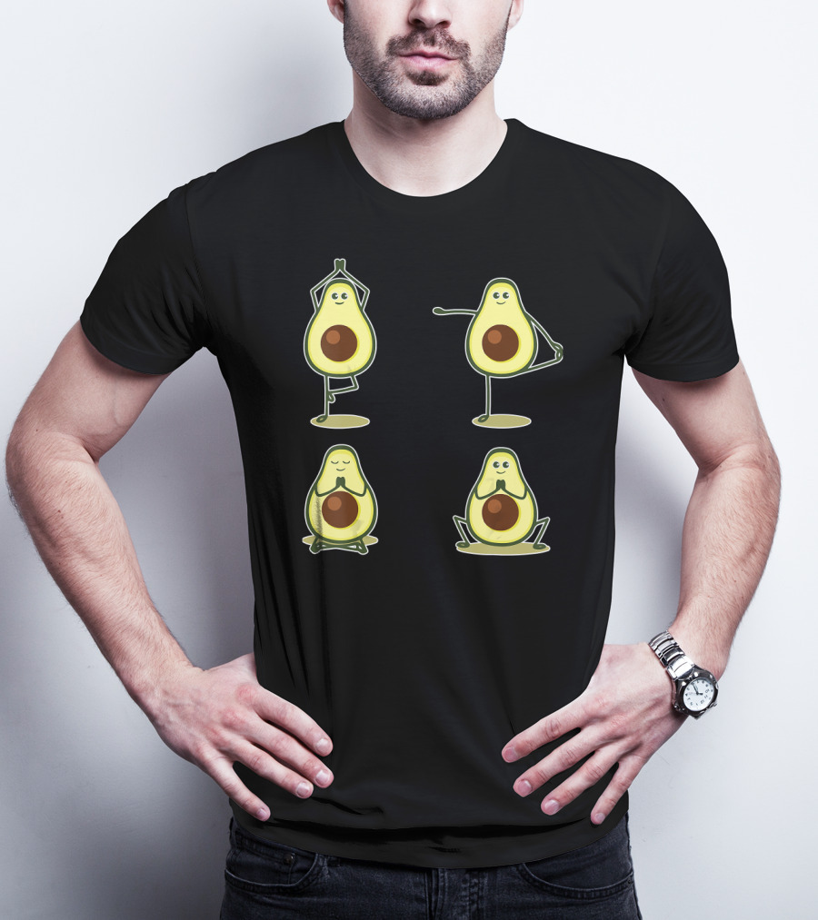 Funny Avocado Yoga Pose Meditation Characters T-Shirt