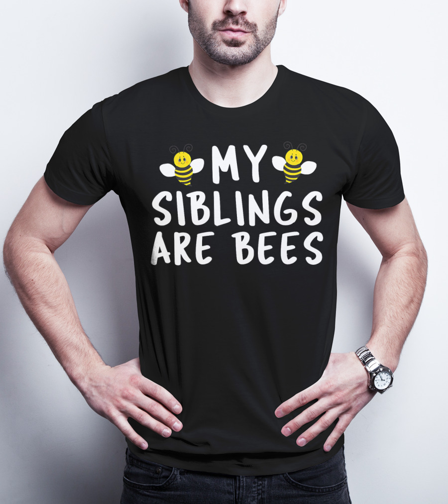Funny Beekeeper My Siblings Are Bees Cute Cartoon Insect Humor T-Shirt