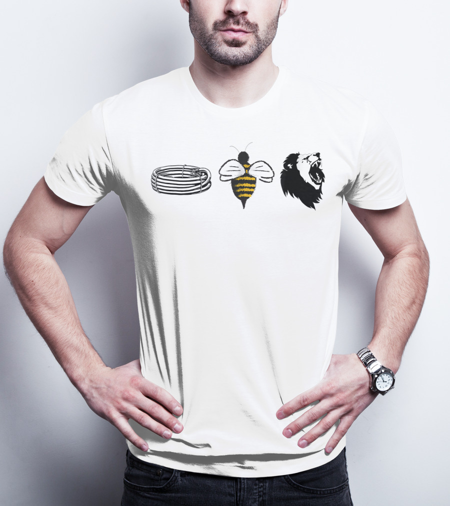 Barbed Bee Lion Funny Vintage Animal Joke Pun T-Shirt