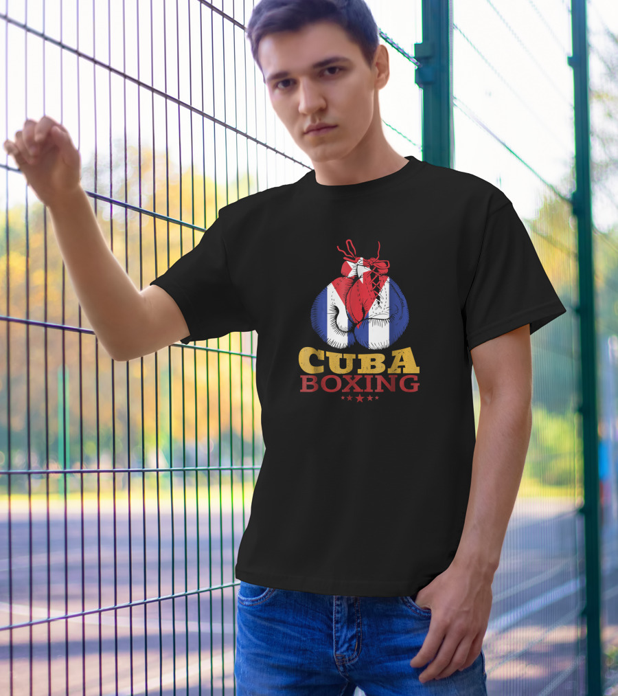 Cuba Boxing Gloves With Cuban Flag And Stars T-Shirt