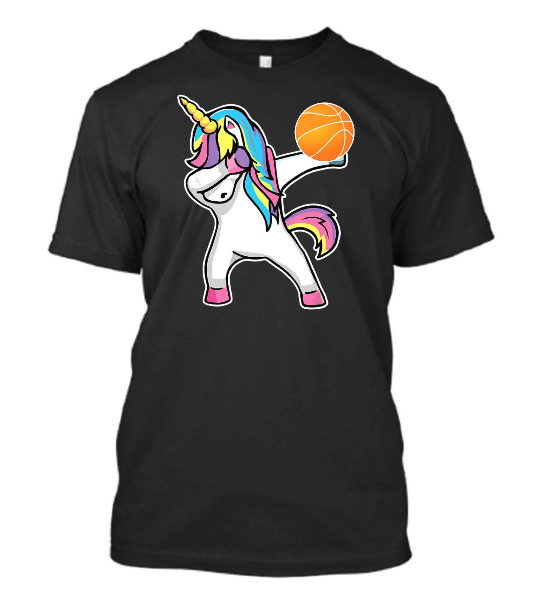 Unicorn Dabbing Basketball Player With Colorful Mane T-Shirt