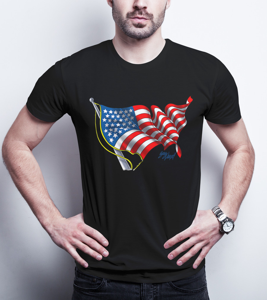 God Bless America Flag Waving T-Shirt
