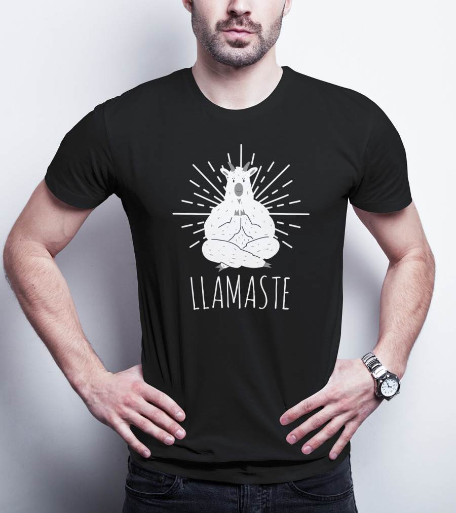 Good Vibes Only Llamaste Yoga Meditation Llama T-Shirt