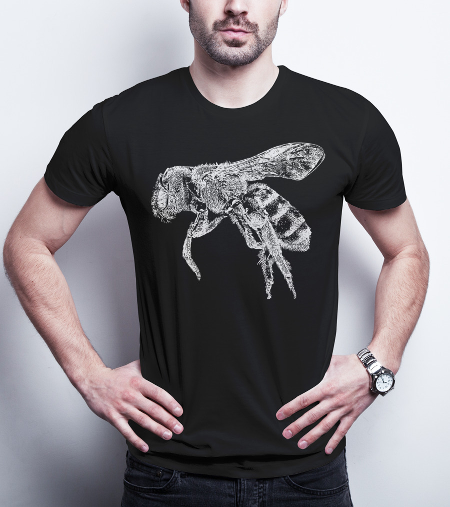 Great Distressed Cute Bee Sketch T-Shirt