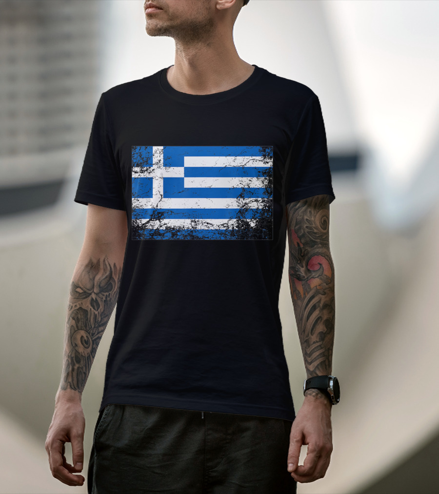 Distressed Vintage Greek National Flag T-Shirt