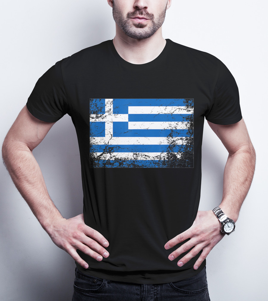 Distressed Vintage Greek National Flag T-Shirt
