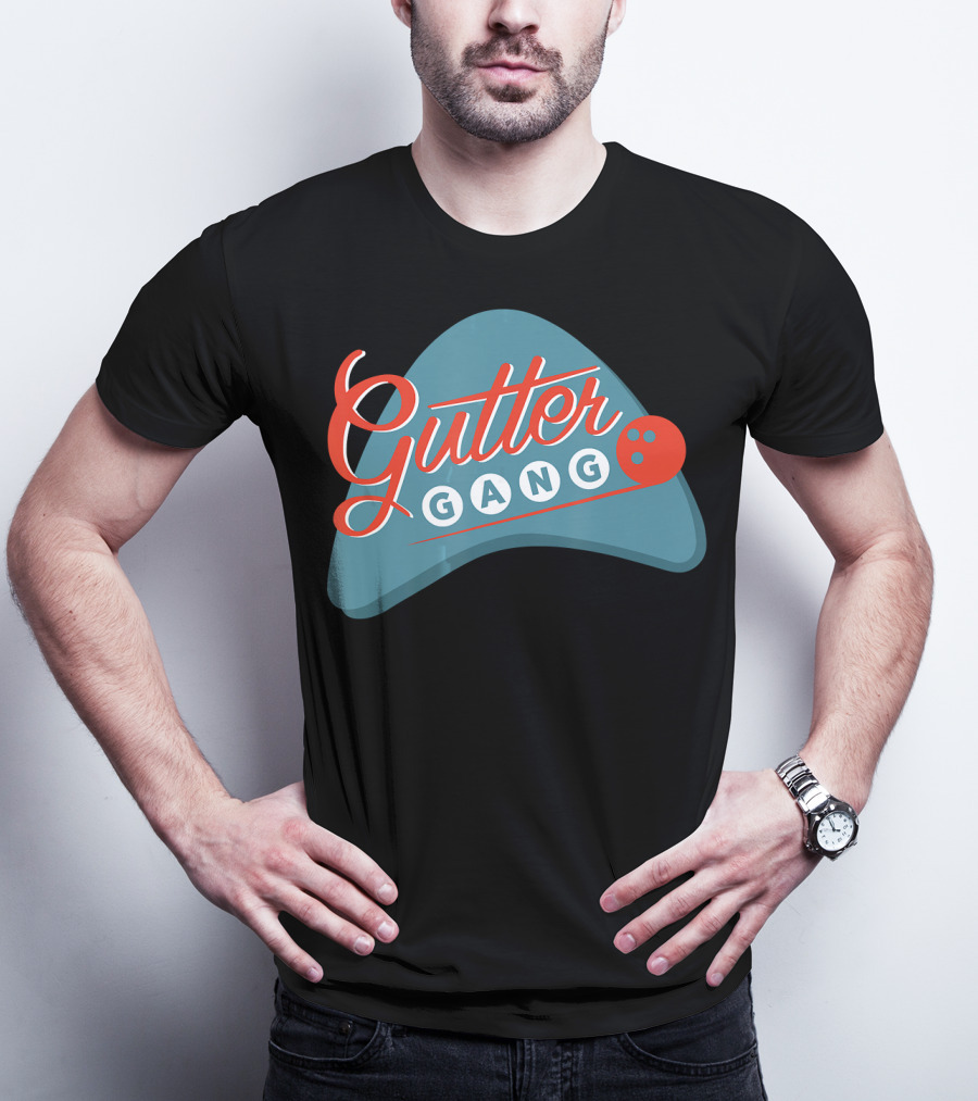 Gutter Gang Bowling League Team Retro Bowling Ball T-Shirt