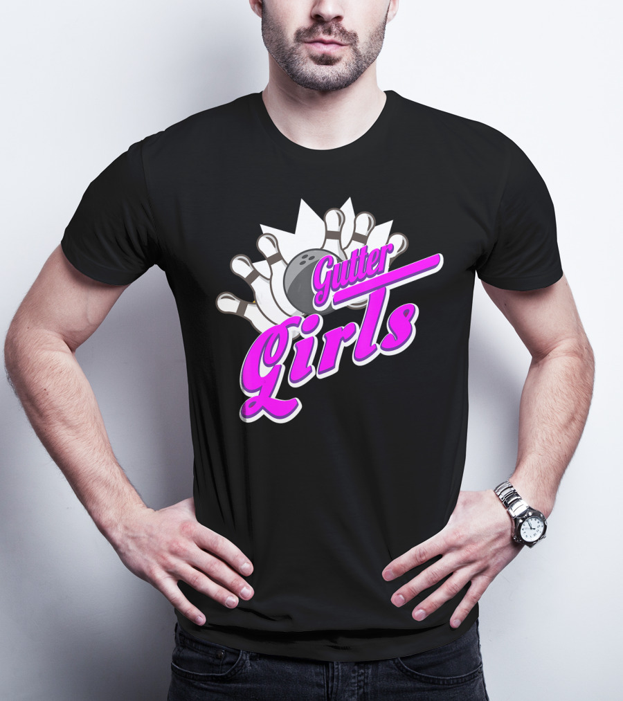 Gutter Girls Bowling Ball Pin Bowler Retro T-Shirt