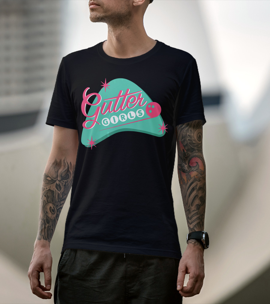 Gutter Girls Bowling Team Retro Logo Pastel T-Shirt