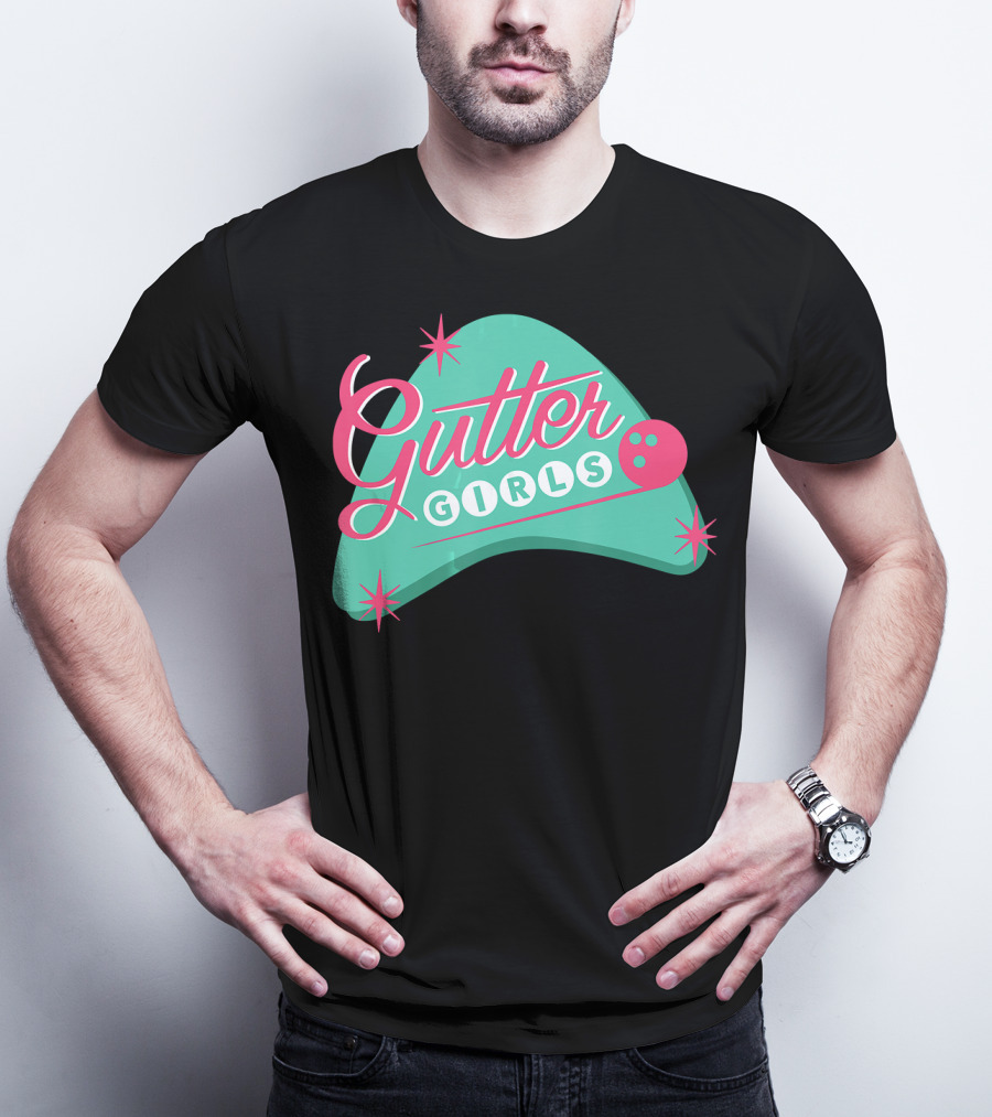 Gutter Girls Bowling Team Retro Logo Pastel T-Shirt