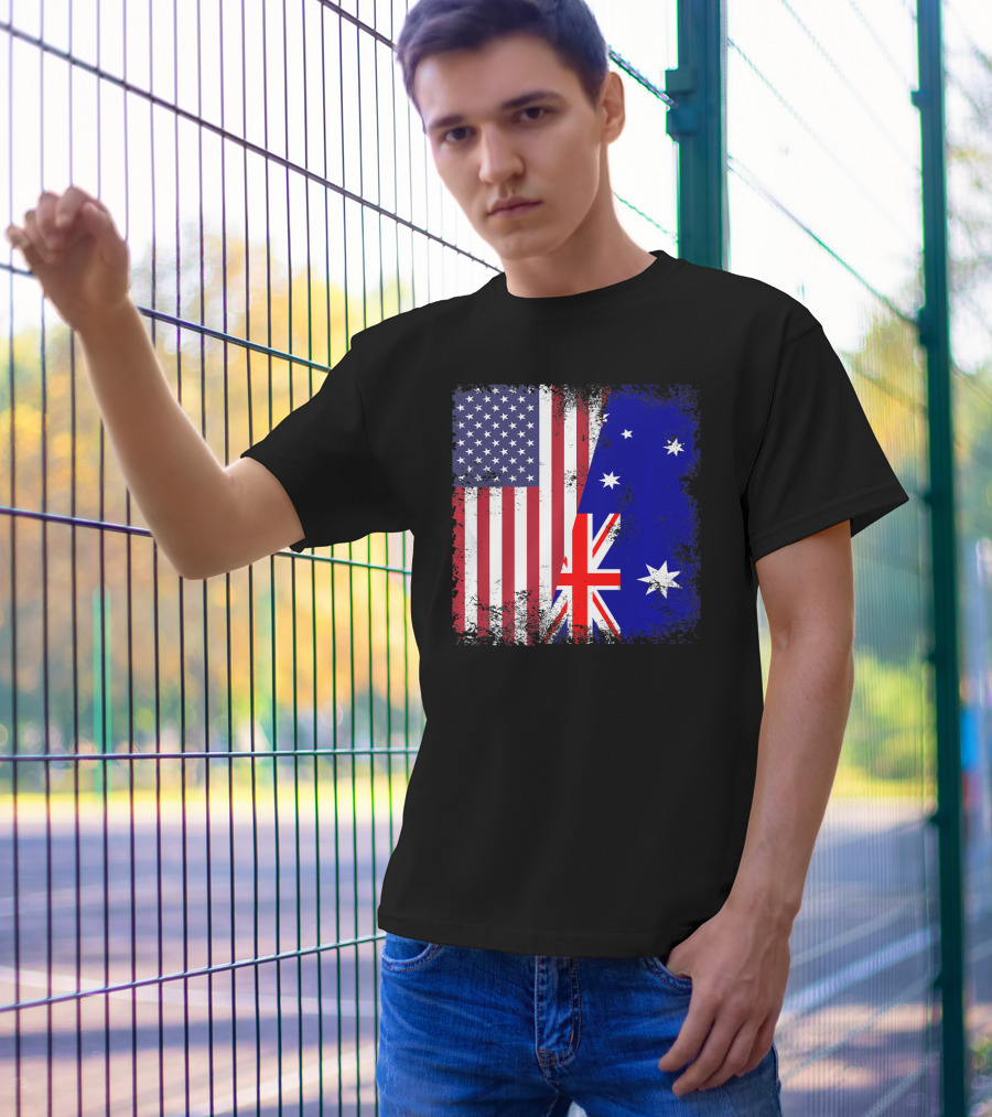 Vintage Half American Australian Flag Iconic T-Shirt