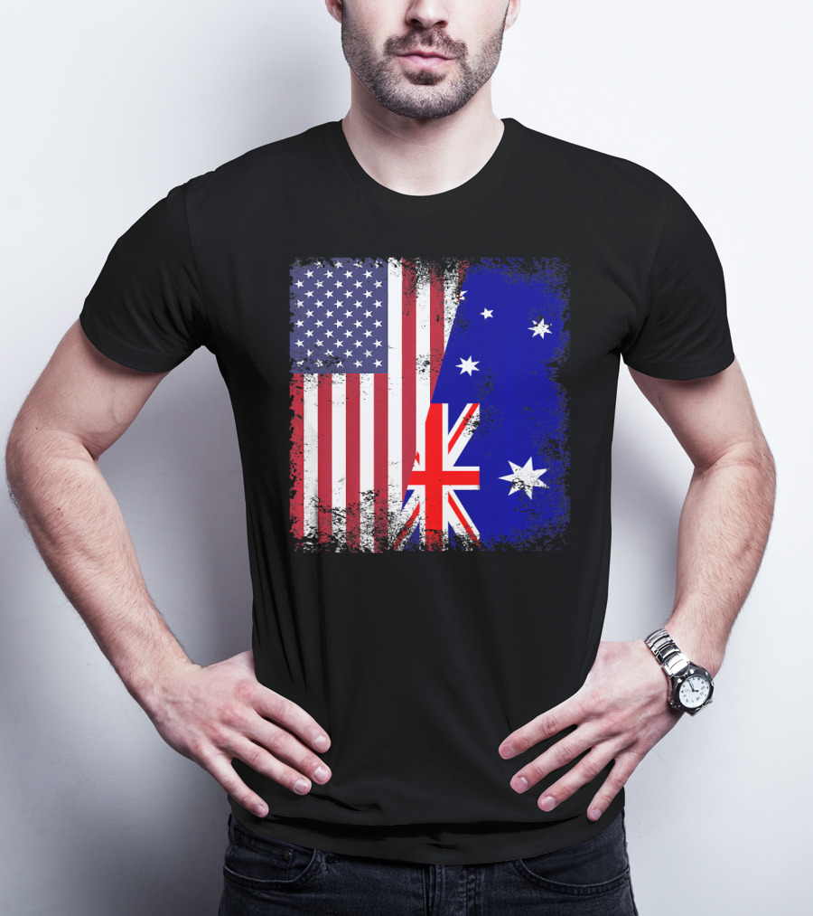 Vintage Half American Australian Flag Iconic T-Shirt