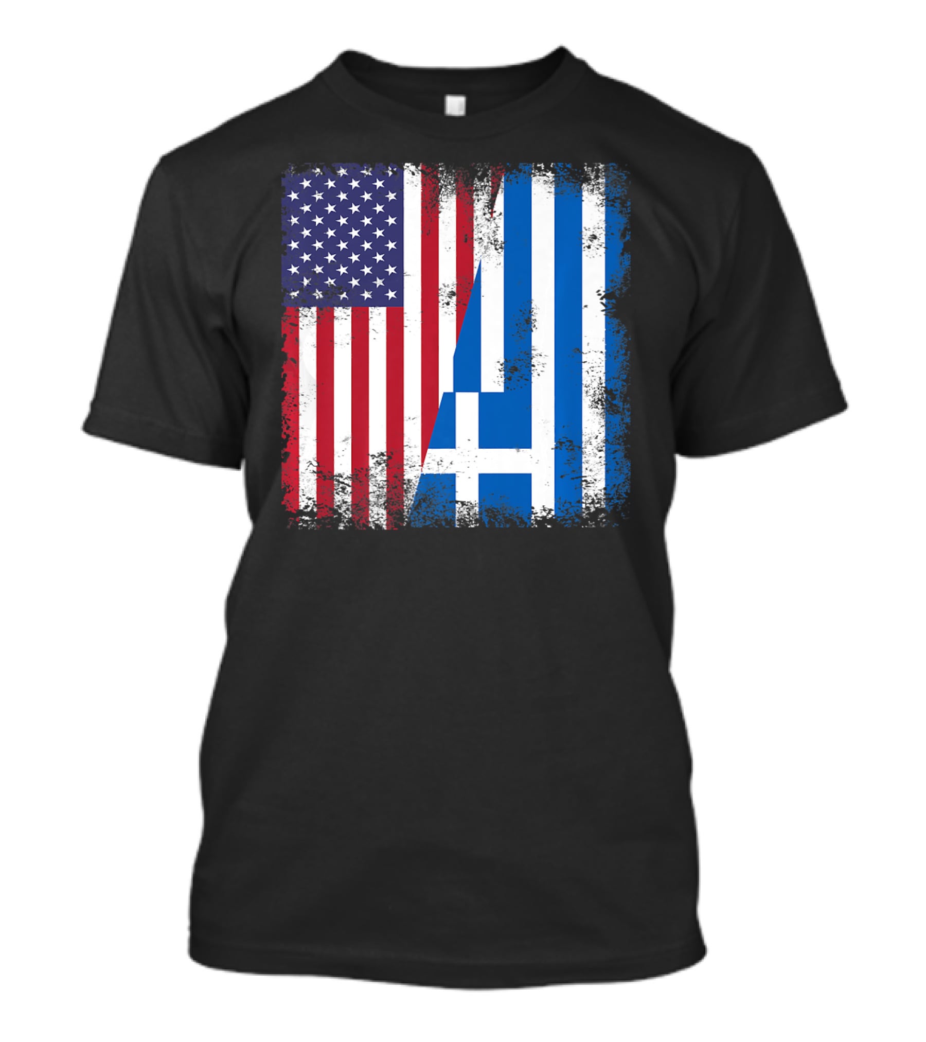 Half Greek Flag Vintage Greece U.S. Split Distressed American Greek Flags T-Shirt
