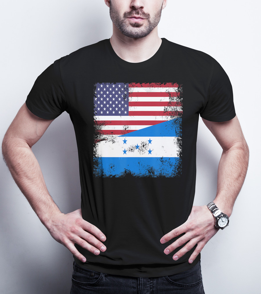 Half Honduran Half American Flag Vintage Hon T-Shirt