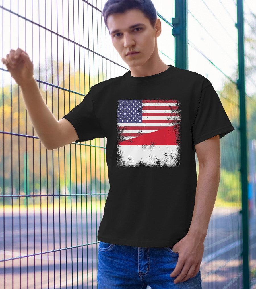 Half Indonesian Half American Flag Vintage Indo USA Fusion T-Shirt