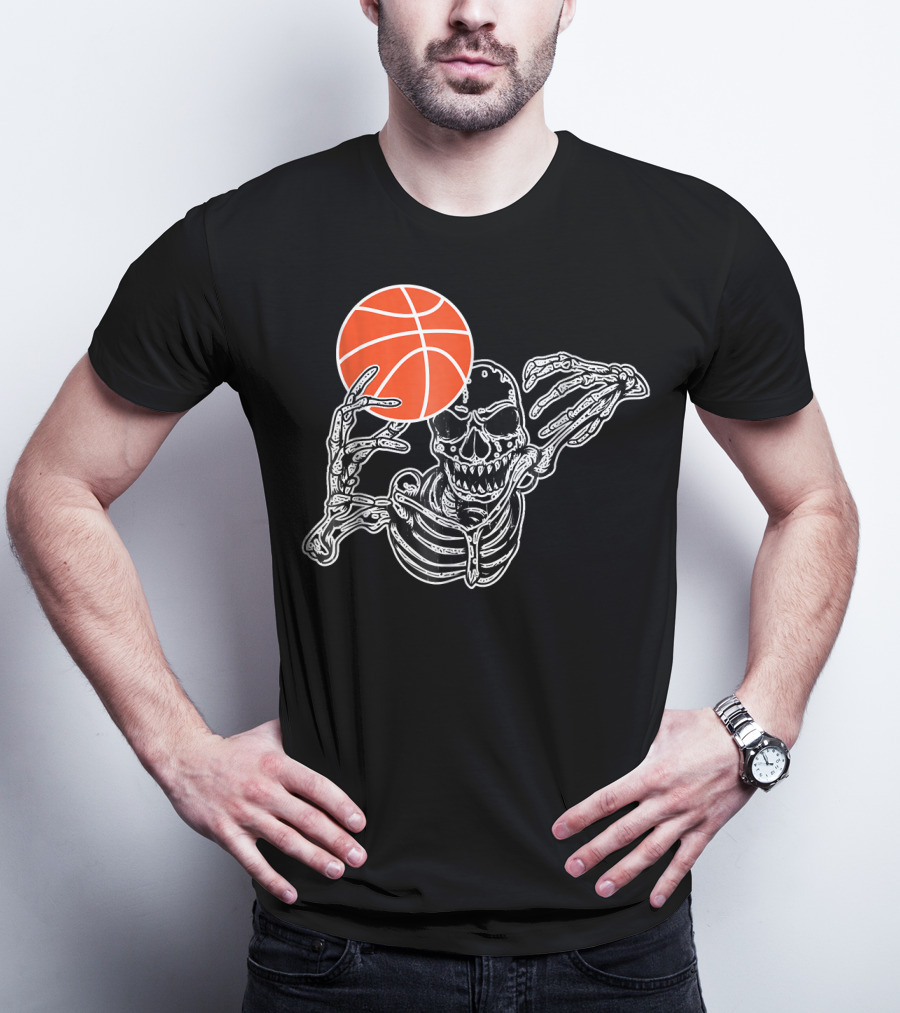 Halloween Skeleton Basketball Player Skul Dunking Spooky Slam T-Shirt