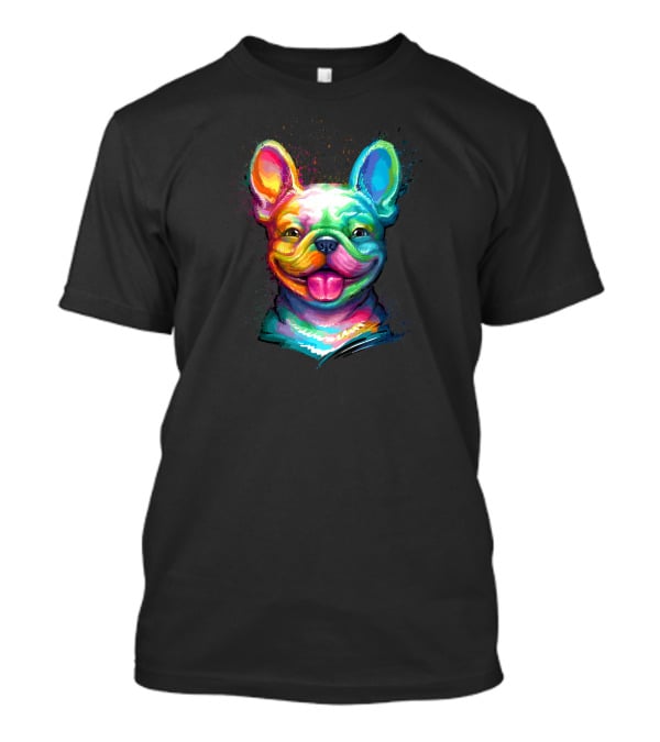 Colorful Happy French Bulldog Smiling Face T-Shirt