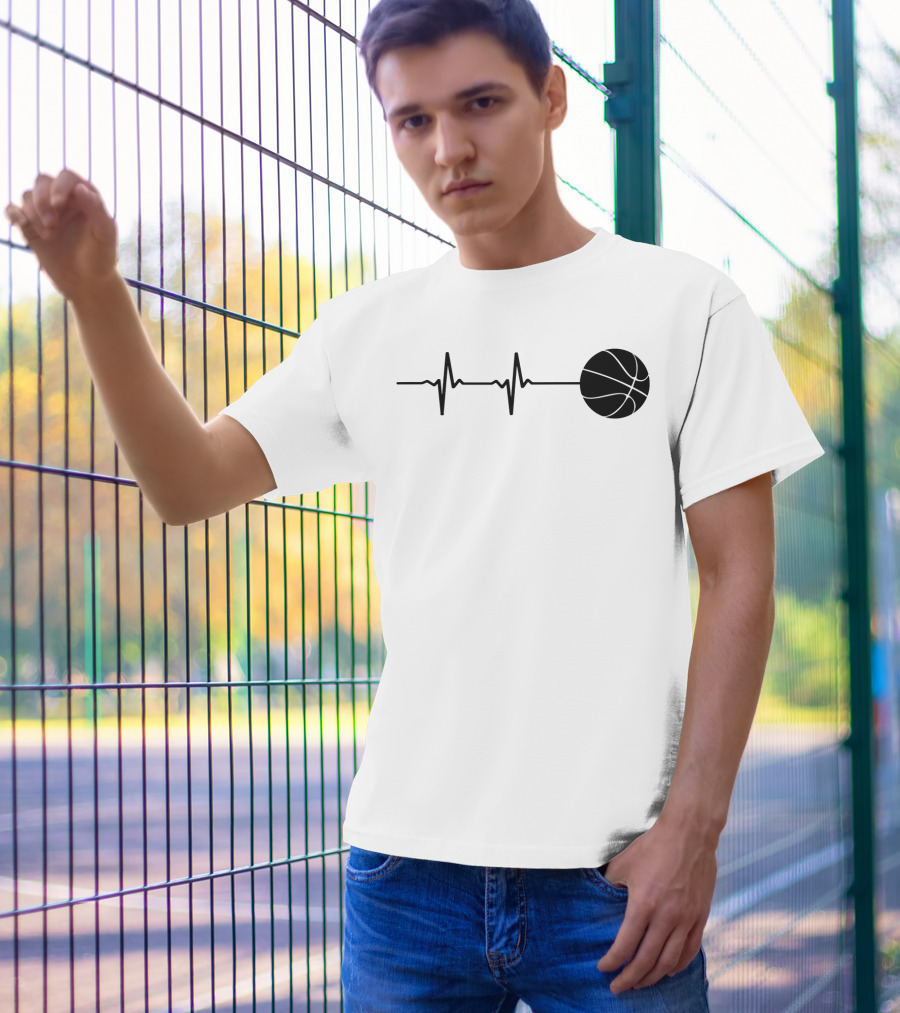Heartbeat Basketball Player Pulse Path T-Shirt