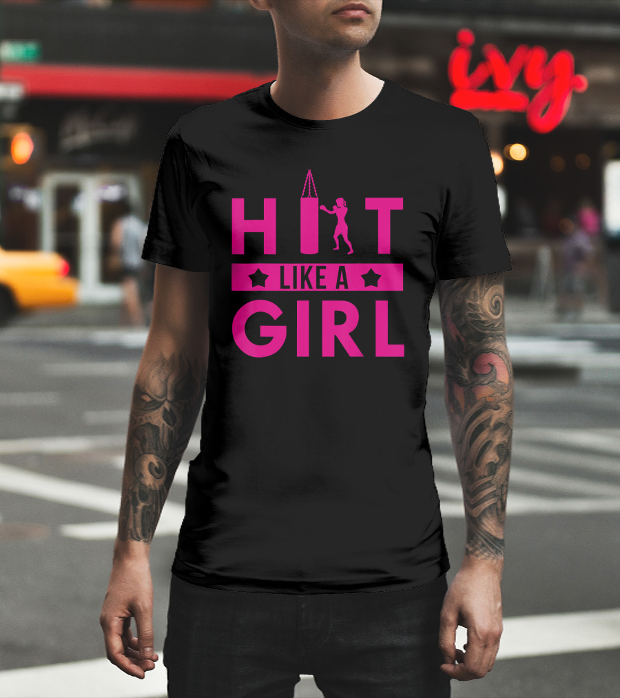 Hit Like A Girl Boxing Punching Bag Boxer T-Shirt
