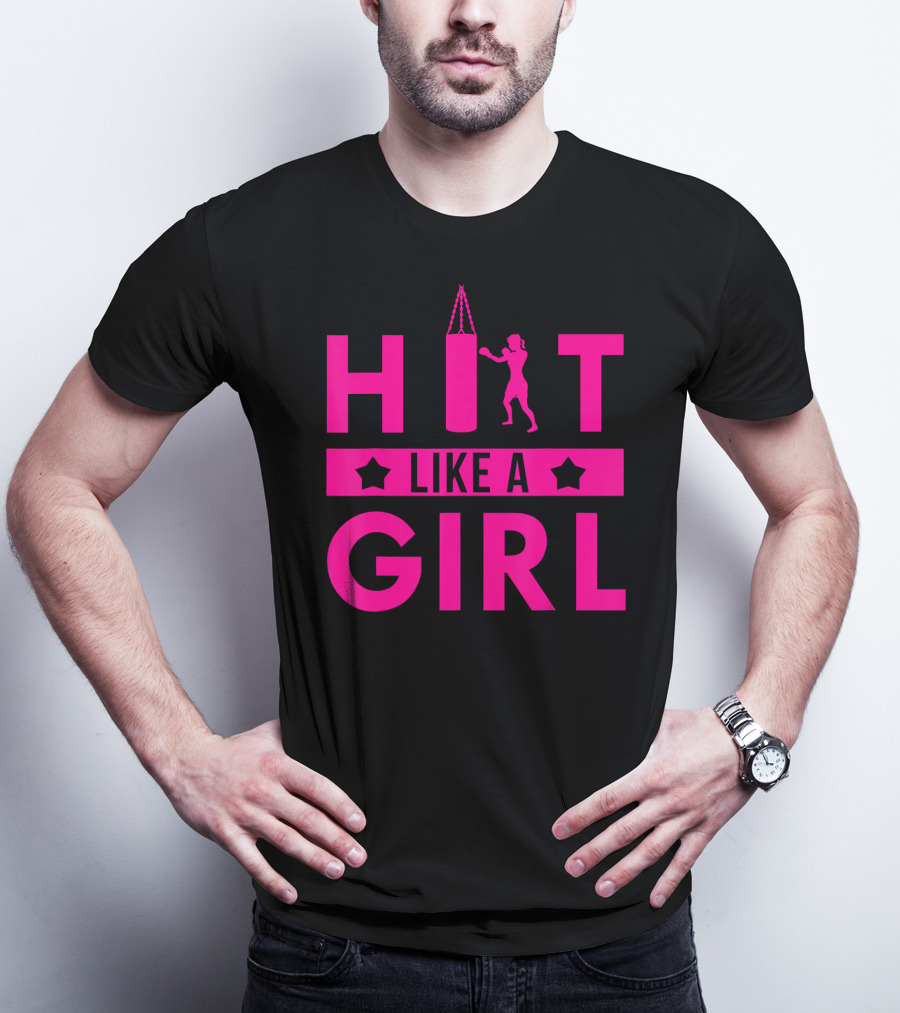 Hit Like A Girl Boxing Punching Bag Boxer T-Shirt