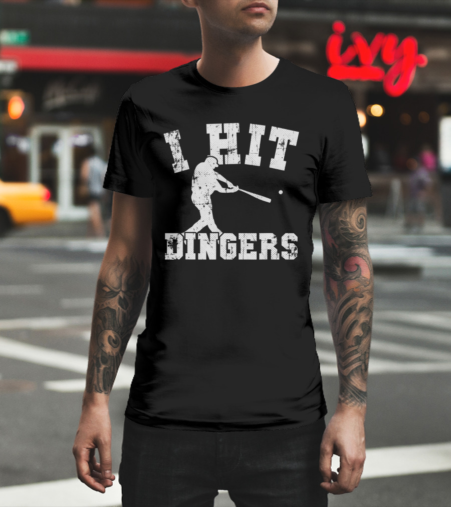 I Hit Dingers Baseball Batting T-Shirt