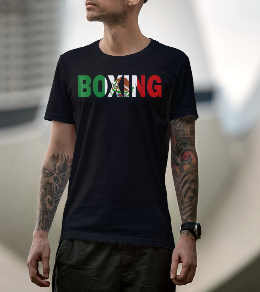 Boxing Mexican Flag Eagle Emblem T-Shirt