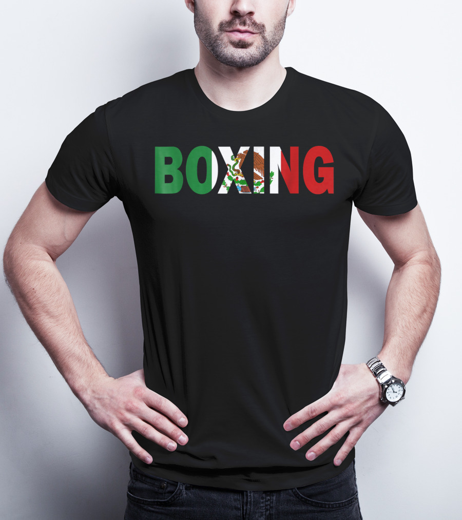 Boxing Mexican Flag Eagle Emblem T-Shirt