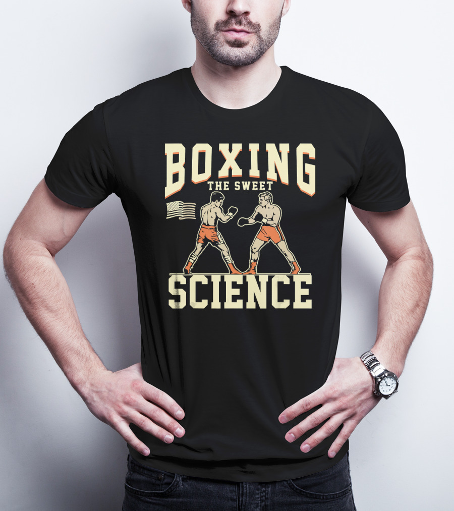 Boxing The Sweet Science Boxer American Flag T-Shirt