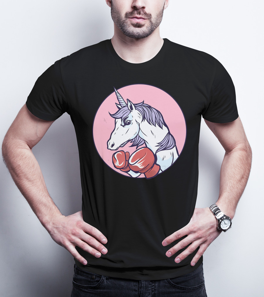 Unicorn Boxing Punchin' Power With Gloves T-Shirt