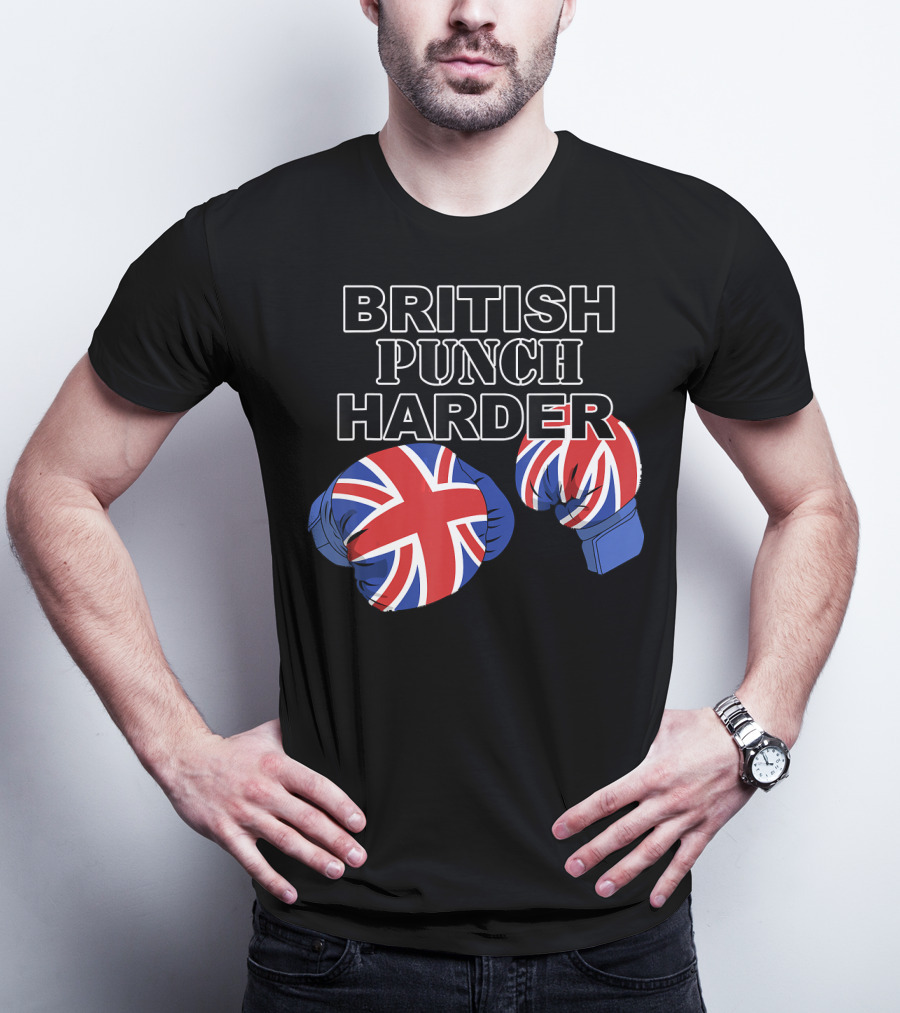 BRITISH PUNCH HARDER British Flag Boxing Gloves T-Shirt