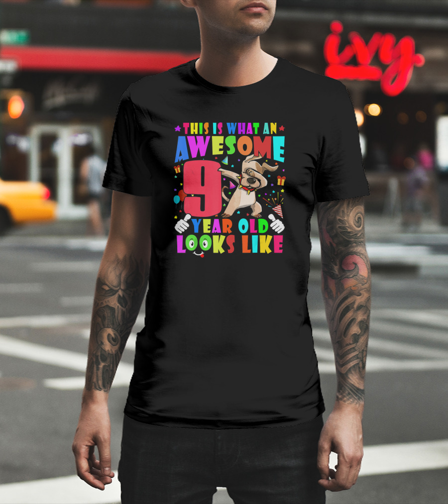 This Is What An Awesome 9 Year Old Looks Like Dabbing Dog 2011 Birthday T-Shirt