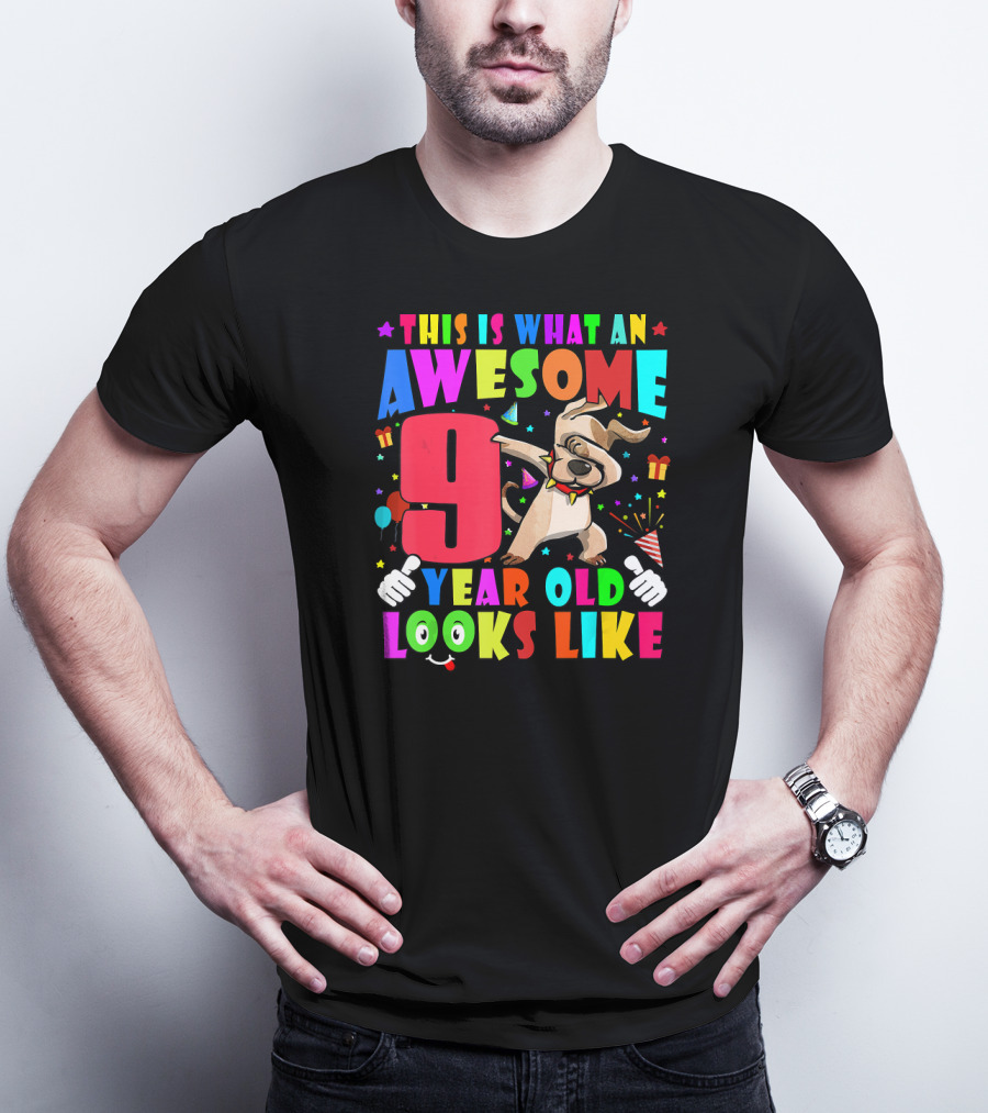 This Is What An Awesome 9 Year Old Looks Like Dabbing Dog 2011 Birthday T-Shirt