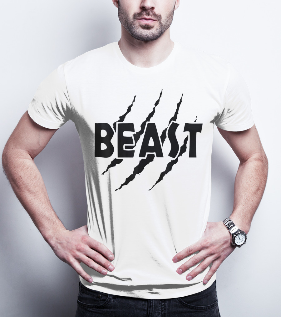 C523 BEAST Gym Workout Fitness MMA Scratch Marks T-Shirt