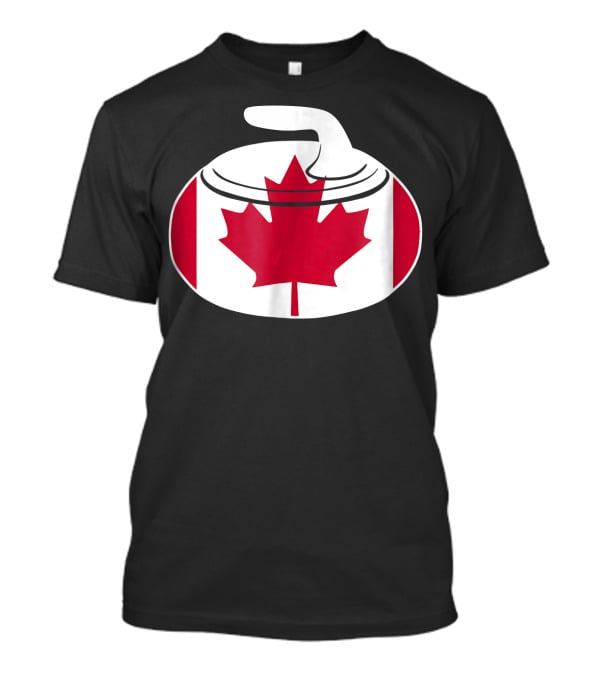 Canadian Curling Rock With Canada Flag Maple Leaf T-Shirt