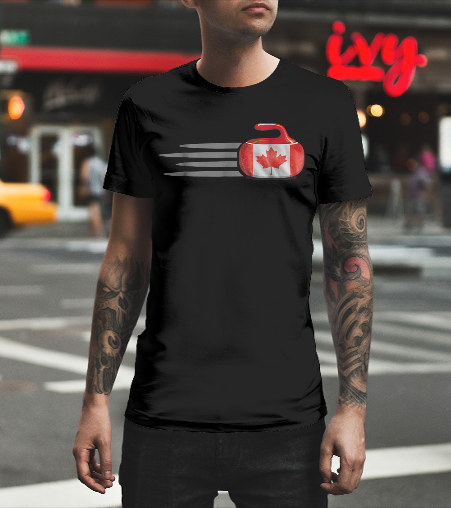 Canadian Flag Curling Stone With Maple Leaf T-Shirt