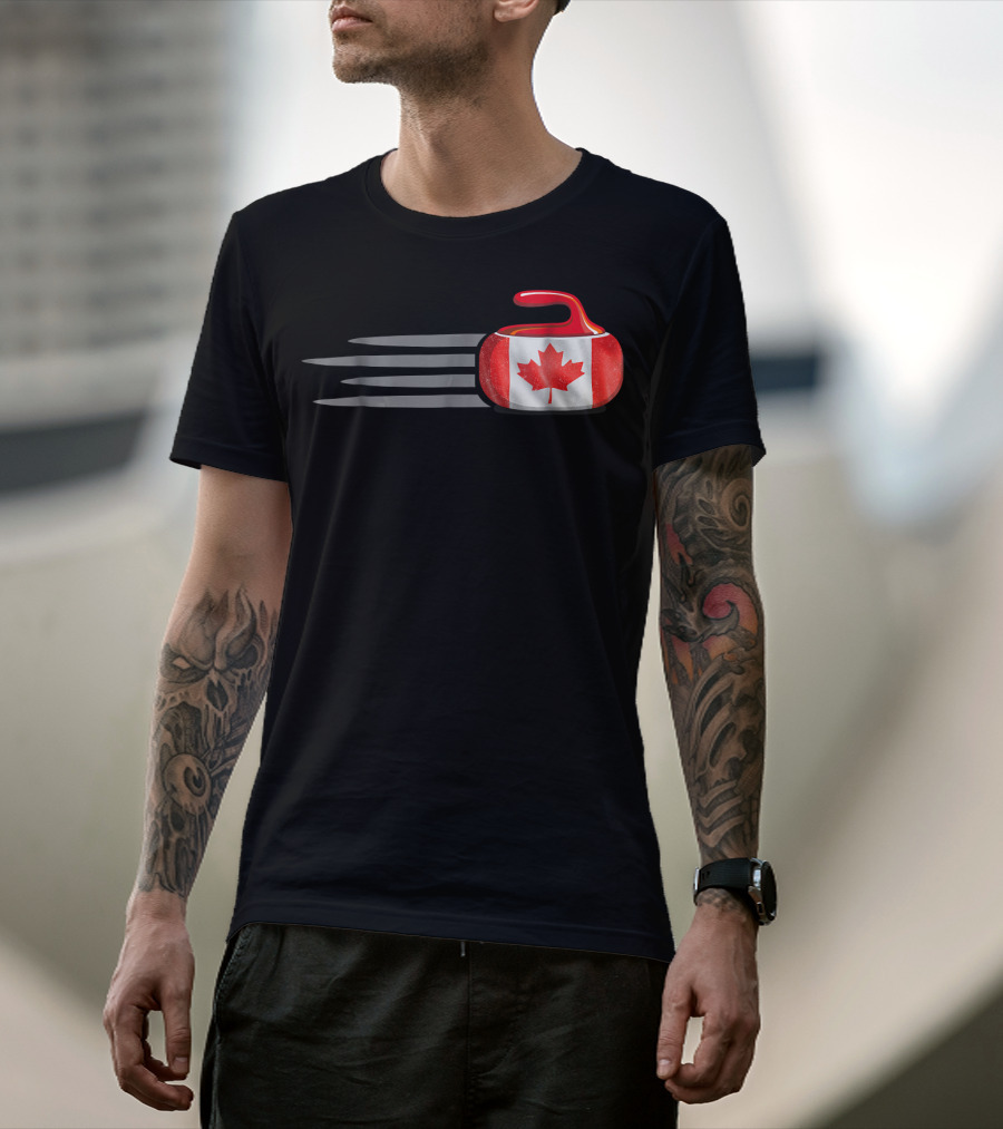 Canadian Flag Curling Stone With Maple Leaf T-Shirt