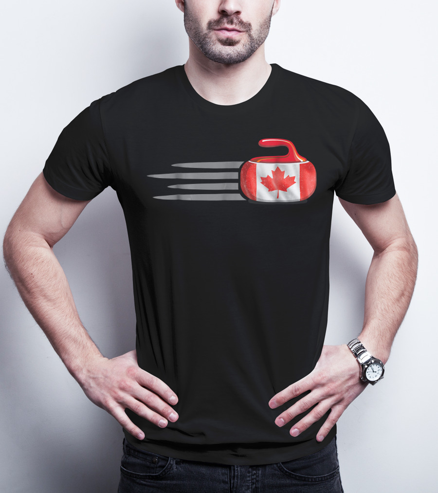 Canadian Flag Curling Stone With Maple Leaf T-Shirt