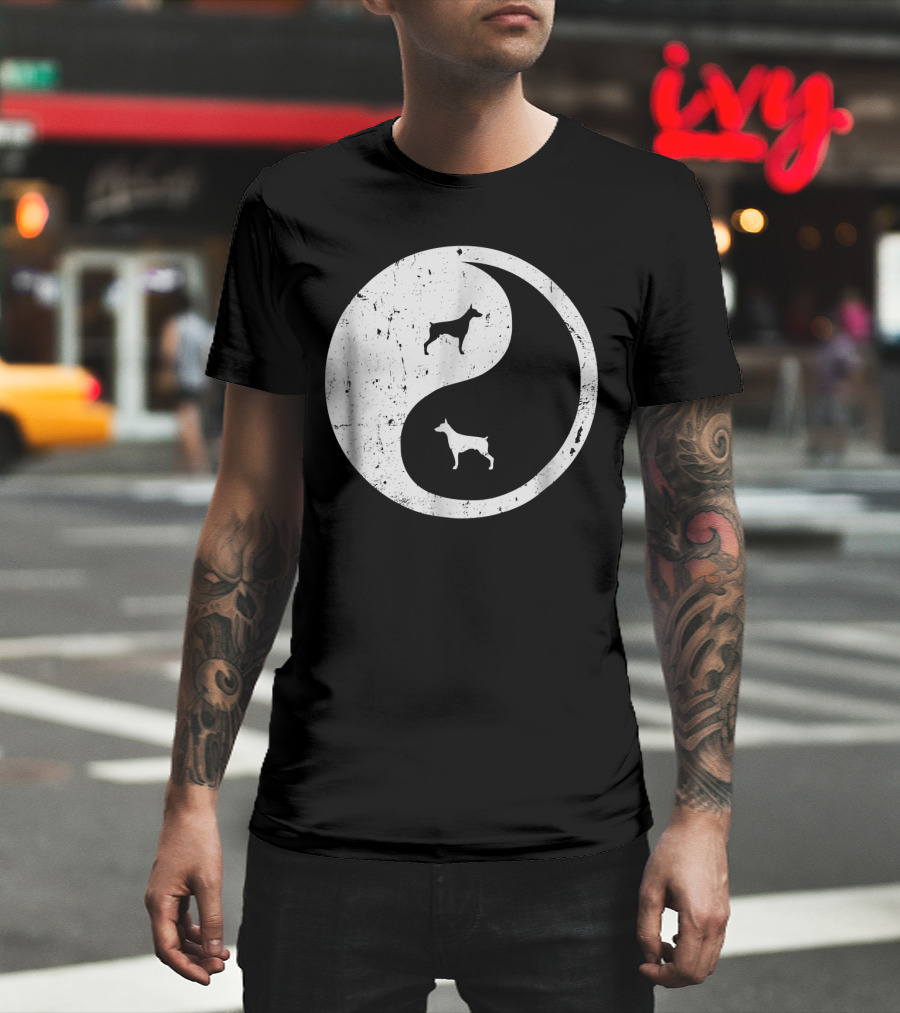 Doberman Pinscher Yin Yang Symbol With Doberman T-Shirt