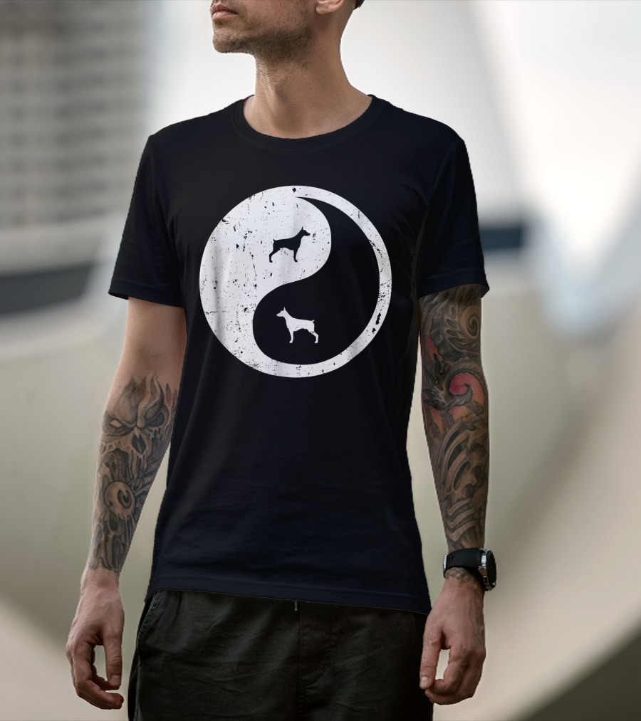 Doberman Pinscher Yin Yang Symbol With Doberman T-Shirt