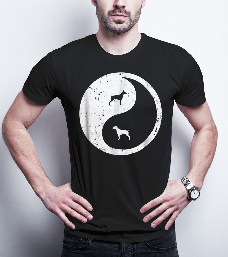 Doberman Pinscher Yin Yang Symbol With Doberman T-Shirt